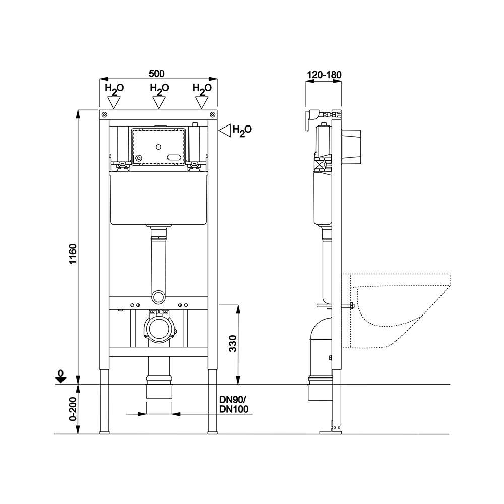 Mereo WC set - Smart flush rimless WC oblé, modul pro sádrokarton, bílé ...